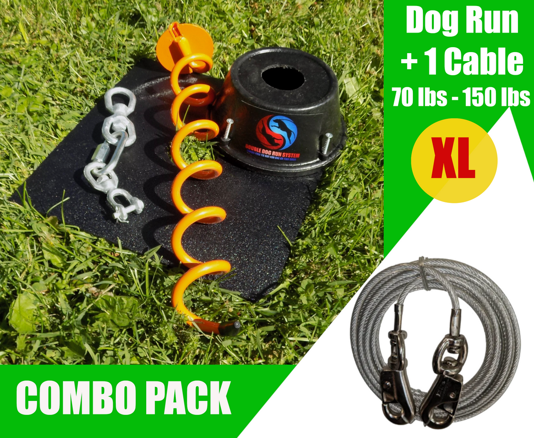 Double Dog Run Heavy Duty Tie Out Stake - Tangle-free Two Dog Tie Out