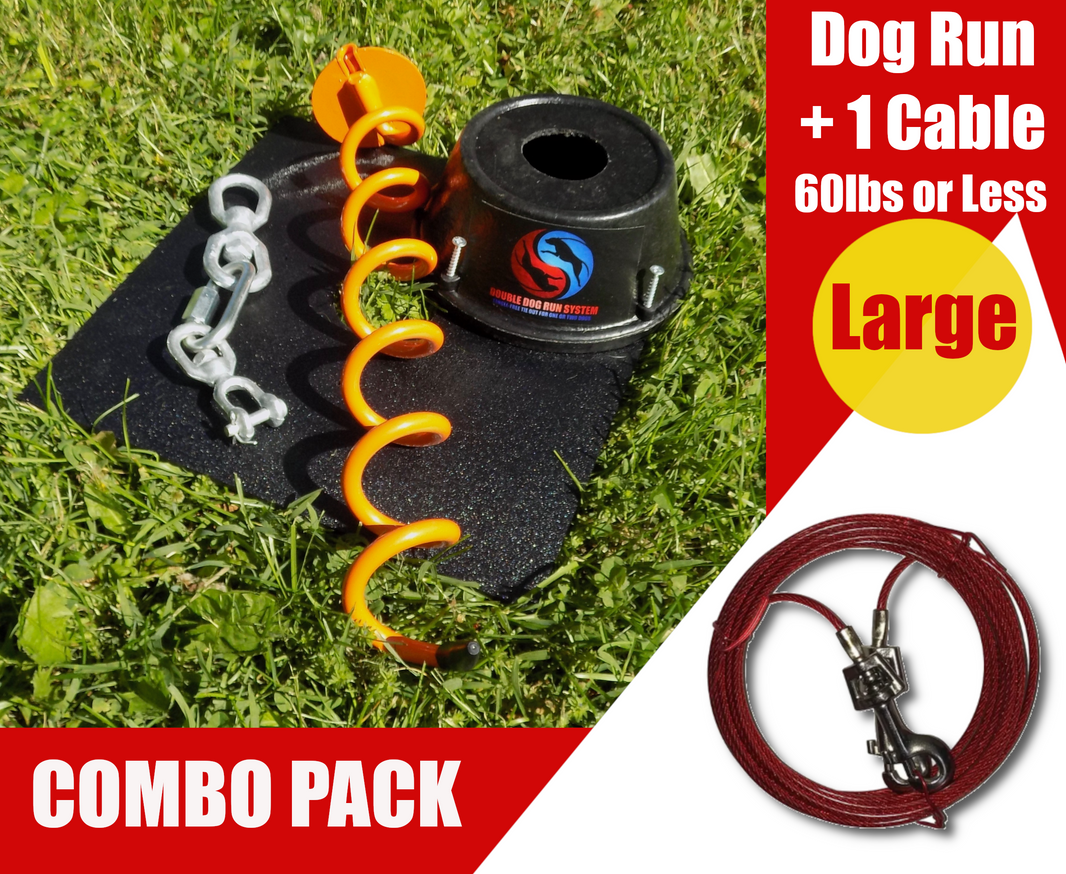 Double Dog Run Heavy Duty Tie Out Stake - Tangle-free Two Dog Tie Out